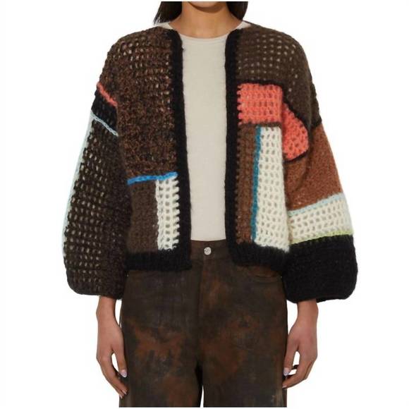 Maiami | Sweaters | New Maiami Crochet Patchwork Bomber Cardigan In ...